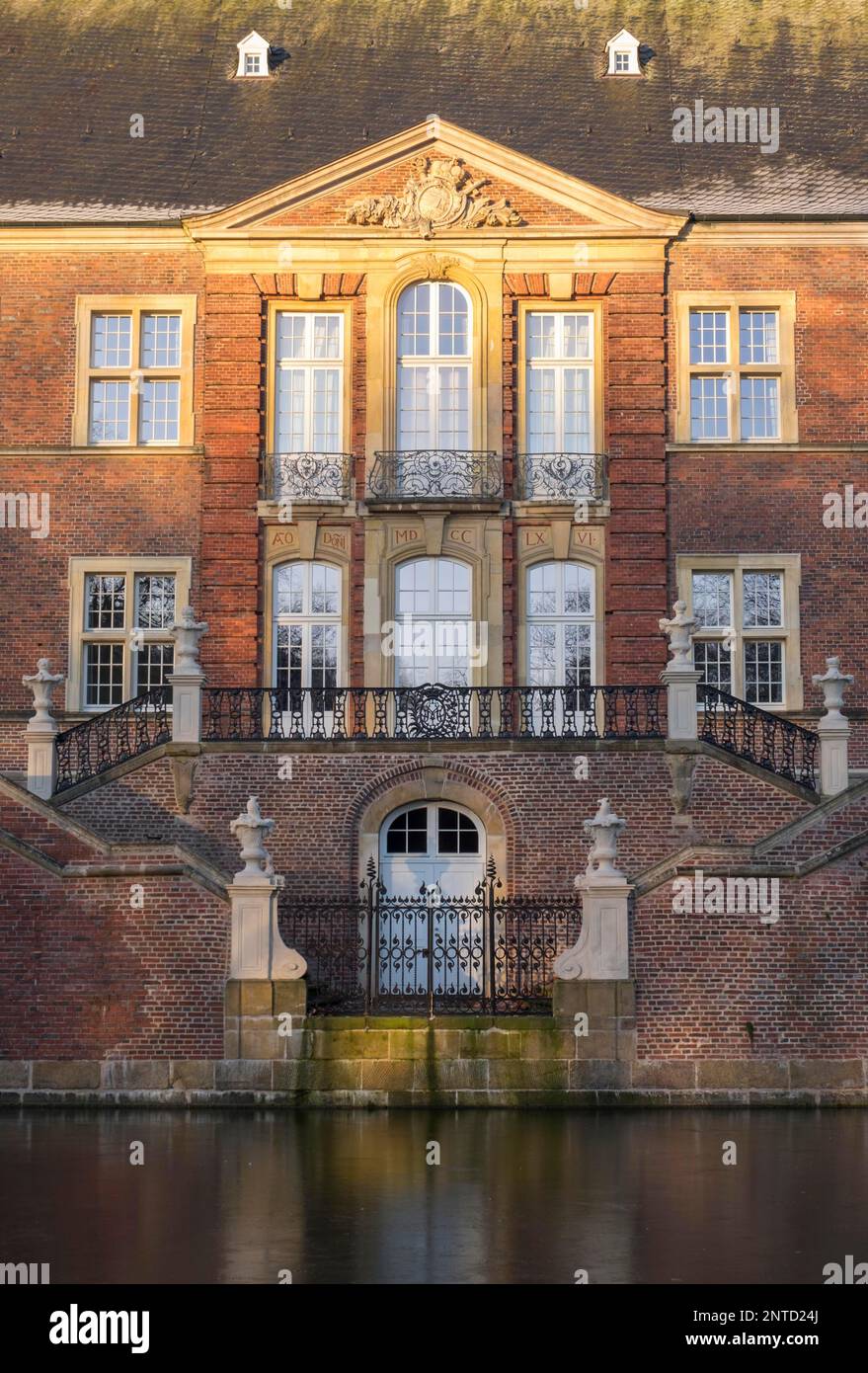 Baroque and moated castle Ahaus, today seat of the Technical Academy ...