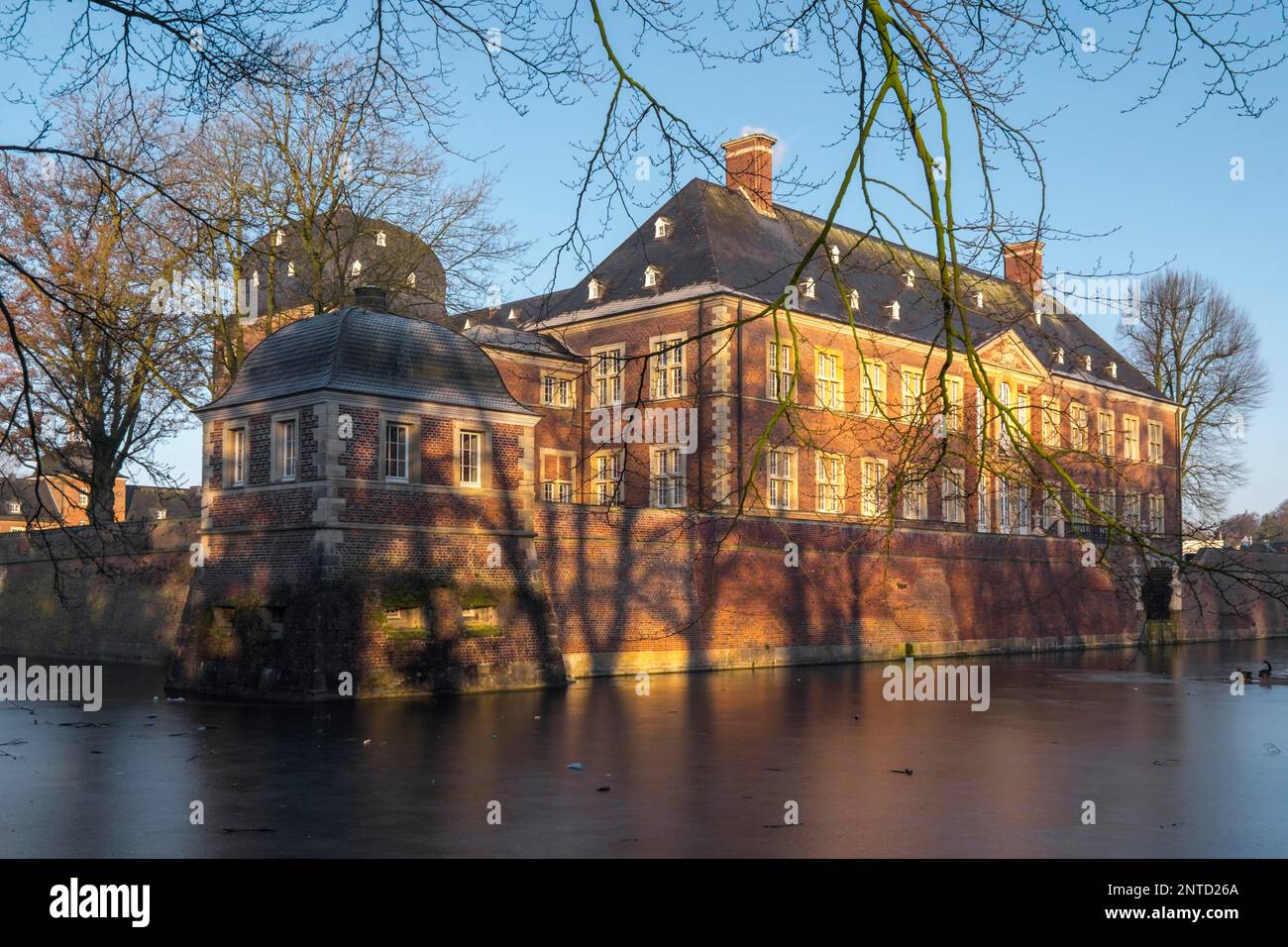 Baroque and moated castle Ahaus, today seat of the Technical Academy ...