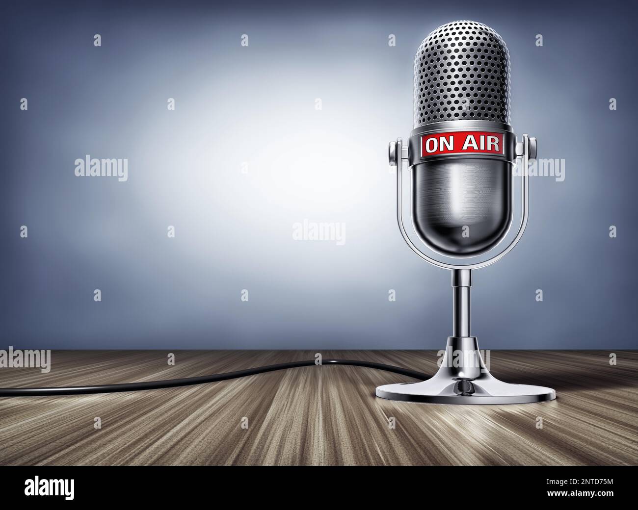 3D rendering of a microphone with an on air icon Stock Photo - Alamy