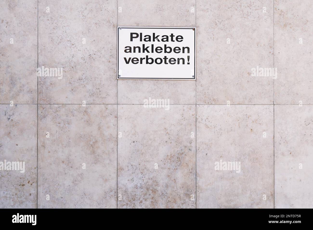 German prohibition sign Plakate ankleben verboten translates as post no ...
