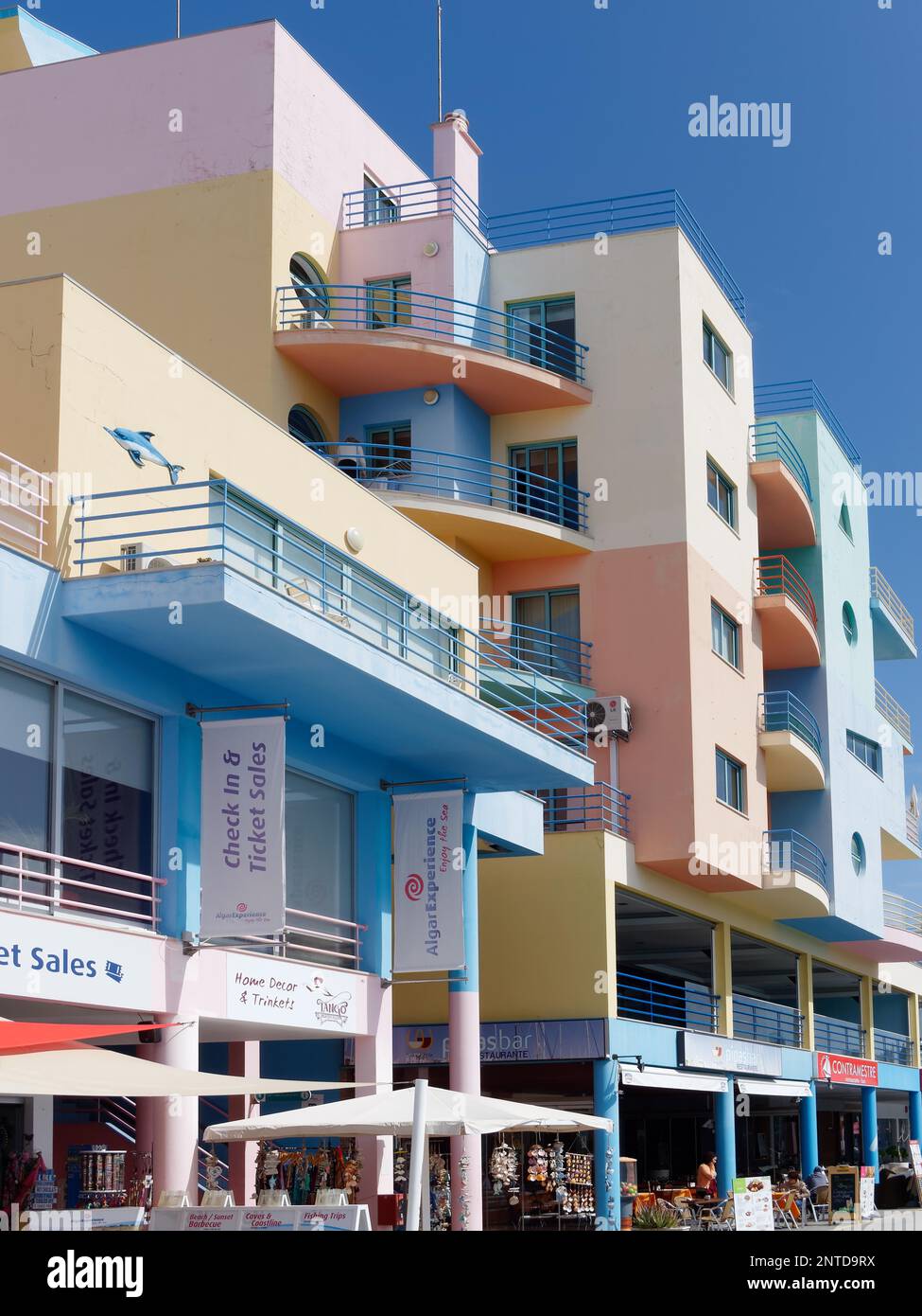 Albufeira colourful buildings marina algarve hi-res stock photography ...