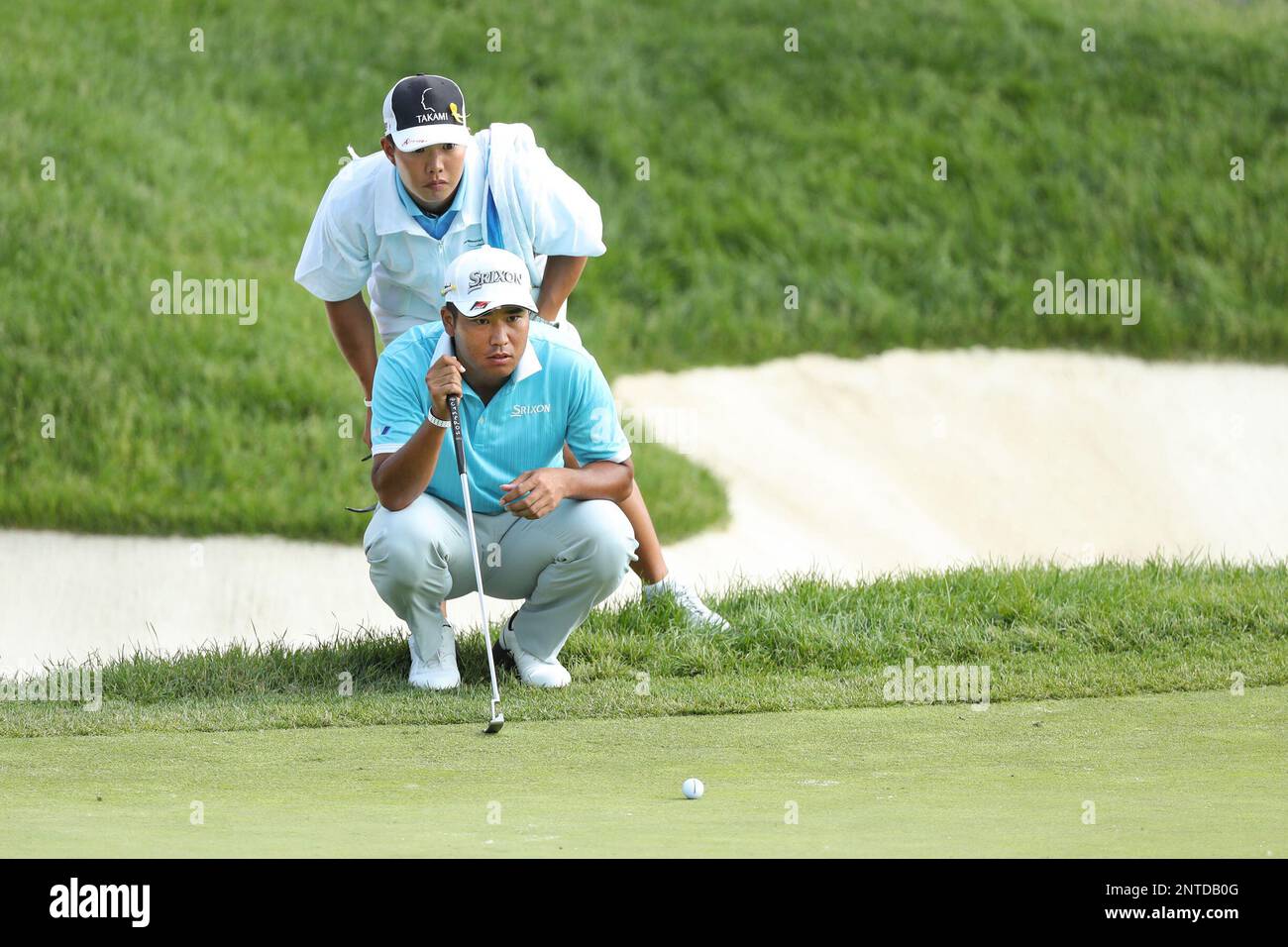 DUBLIN, OH - JUNE 02: Hideki Matsuyama of Japan and his caddie Daisuke ...