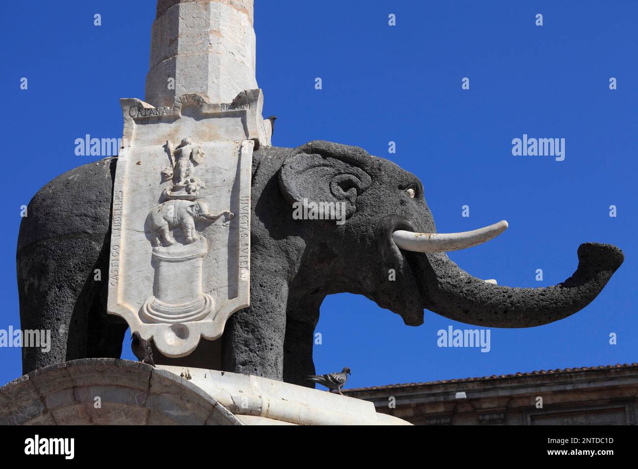 A lava rock elephant supporting an Egyptian obelisk on its back in the ...
