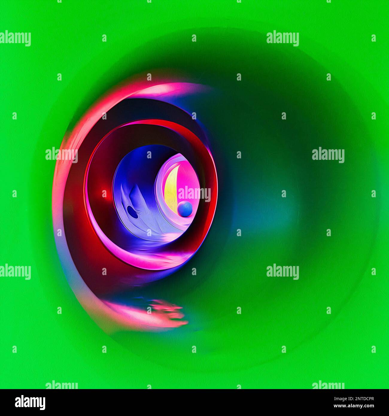 View into a tunnel, corridor, colourful walk-in tent, surreal labyrinth ...