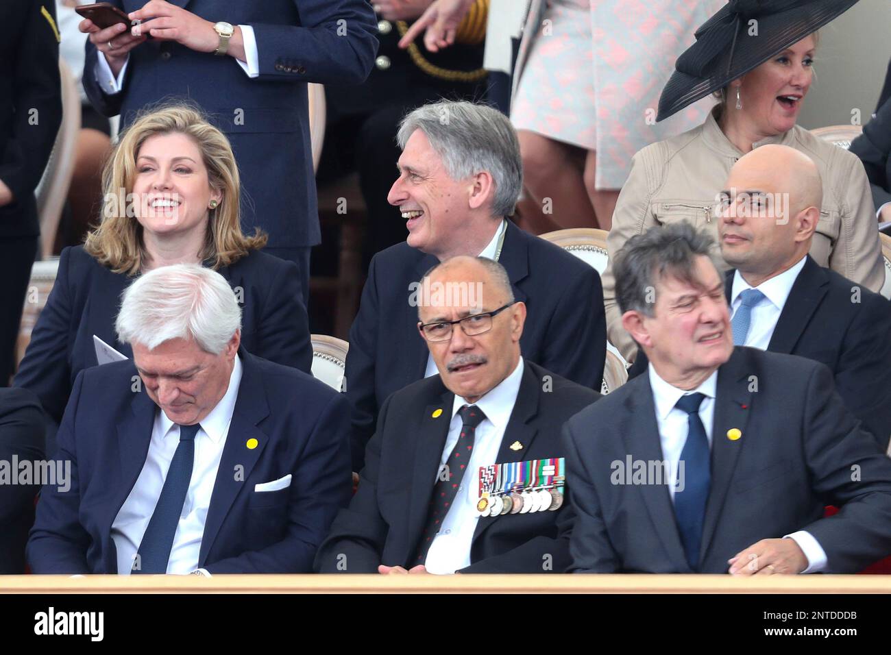 Middle row from left, Britain's Defence Secretary Penny Mordaunt ...