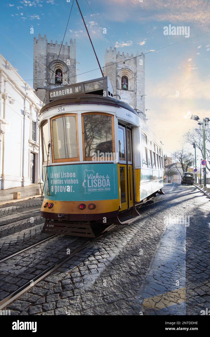 The Historic Streets with the famous tram 28 in front of Lisbon ...