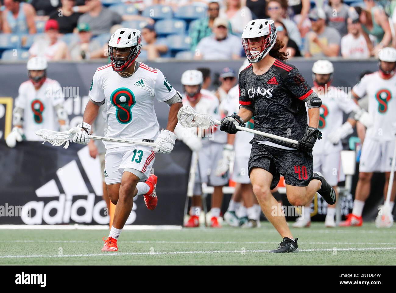 FOXBOROUGH, MA - JUNE 01: Whipsnakes LC midfield Tyler Warner (13) and ...