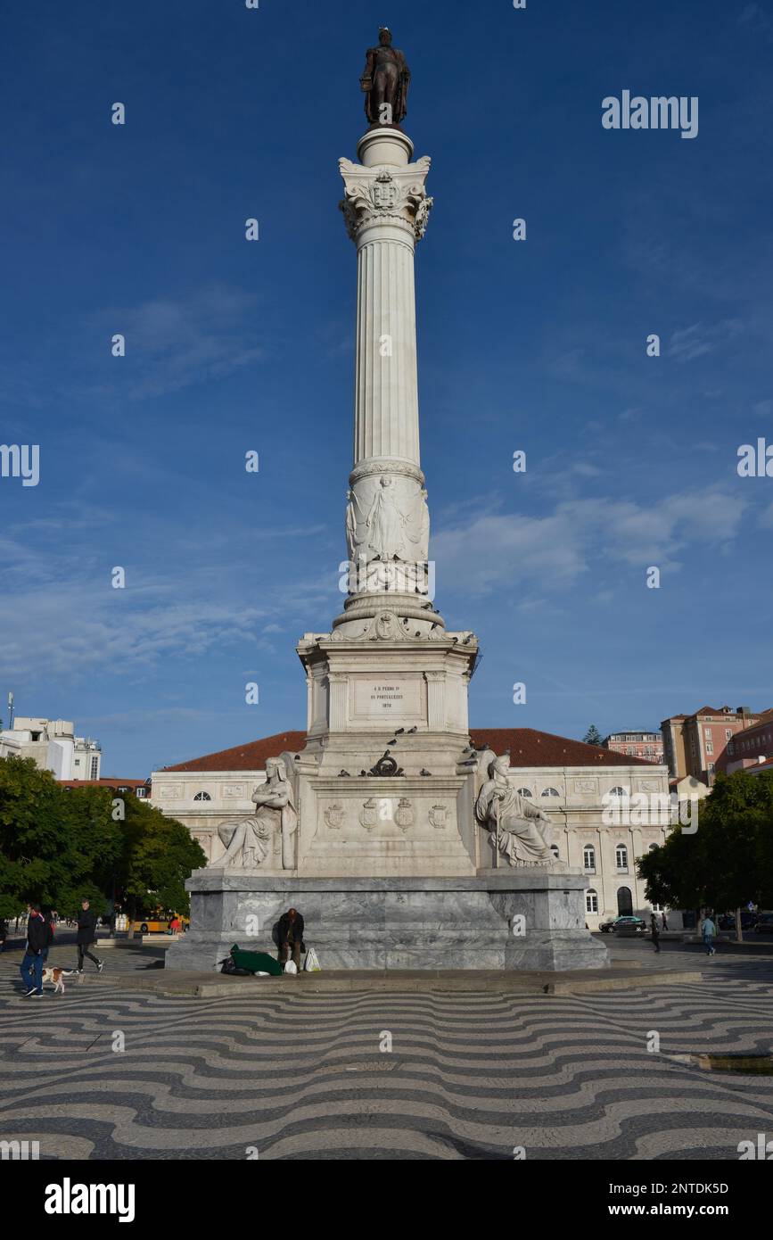 Column, Statue, King Pedro IV, Rossio Square, Old Town, Lisbon ...