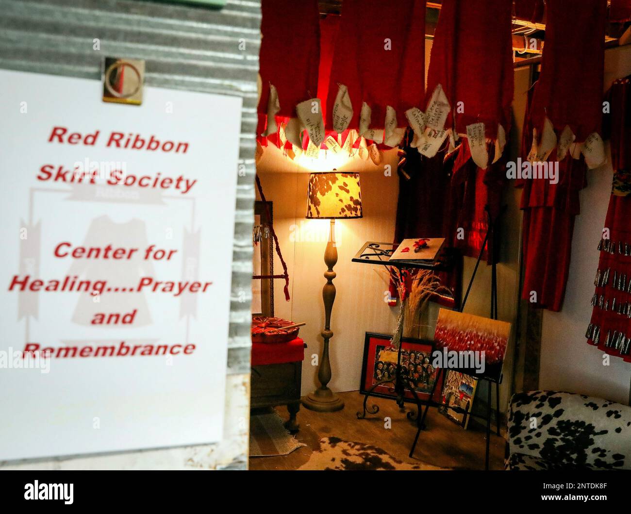 The entry to the Red Ribbon Skirt Societies Center for Healing Prayer ...