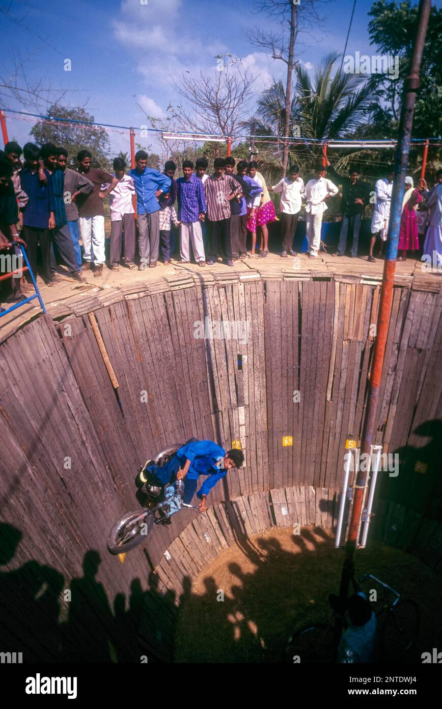Riding in Death well in a fair, Kerala, India, Asia Stock Photo - Alamy