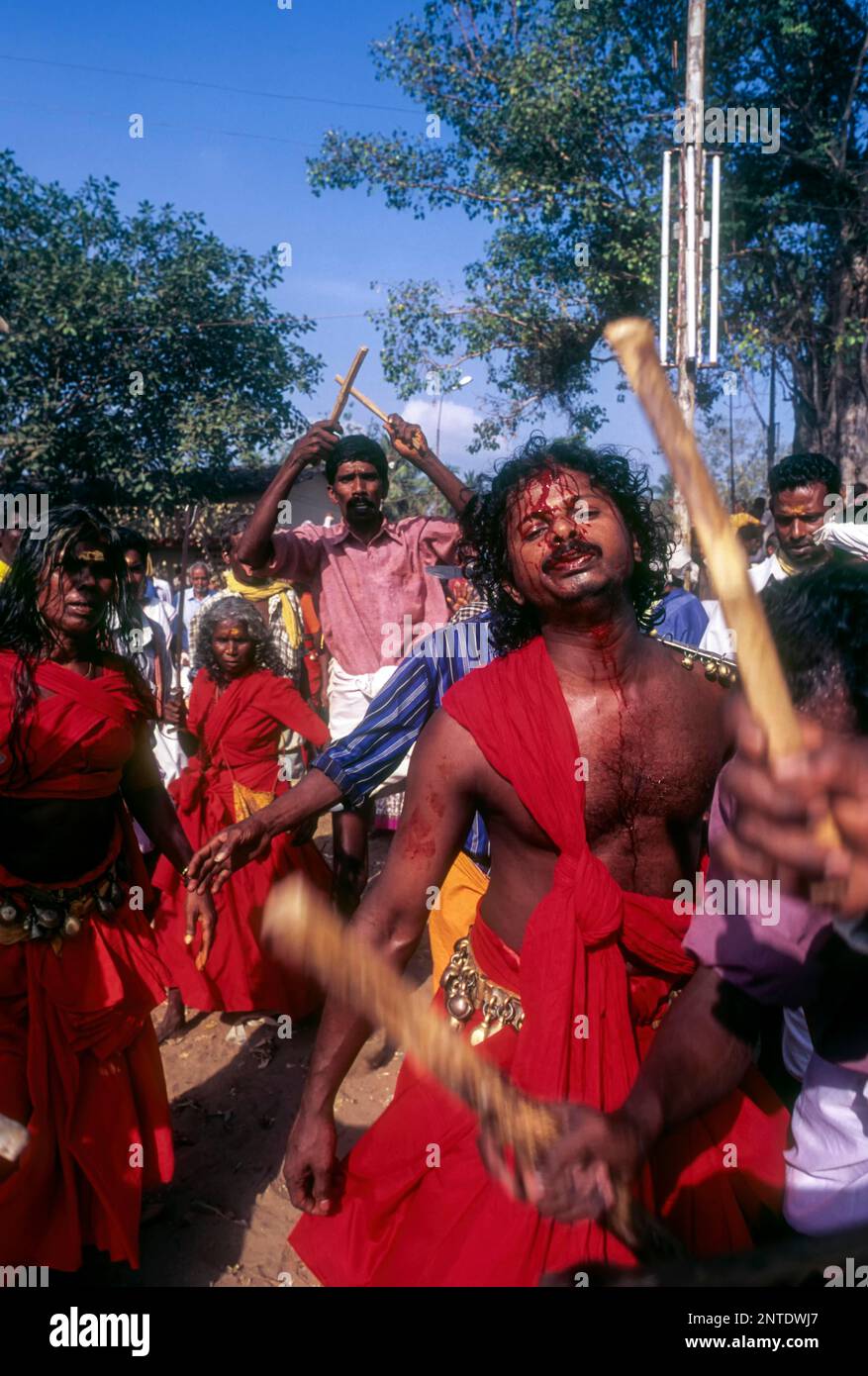 Velichappadu or Oracles in Bharani festival in Kodungallur, Kerala ...