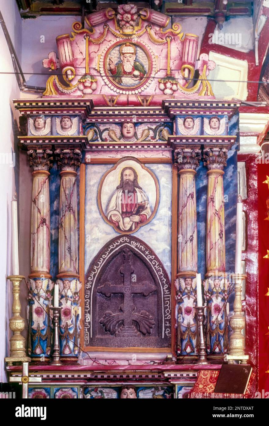 Altar in St. Mary's Knanaya church Valiyapally built in 1550 AD ...