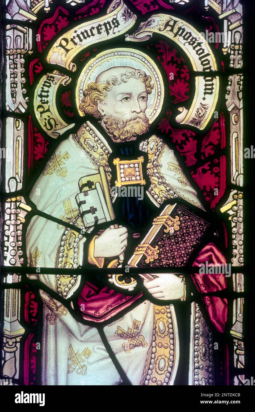 Stained glass in C. S. I Christ Church, Old Munnar, Kerala, India, Asia ...