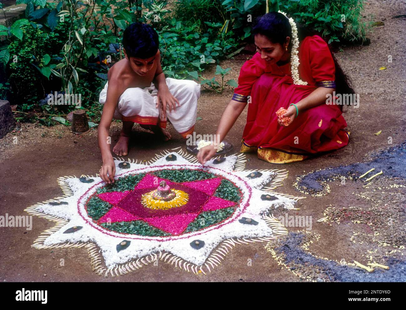 Aththapoovu or Floral decoration during Onam festival in Aranmula ...