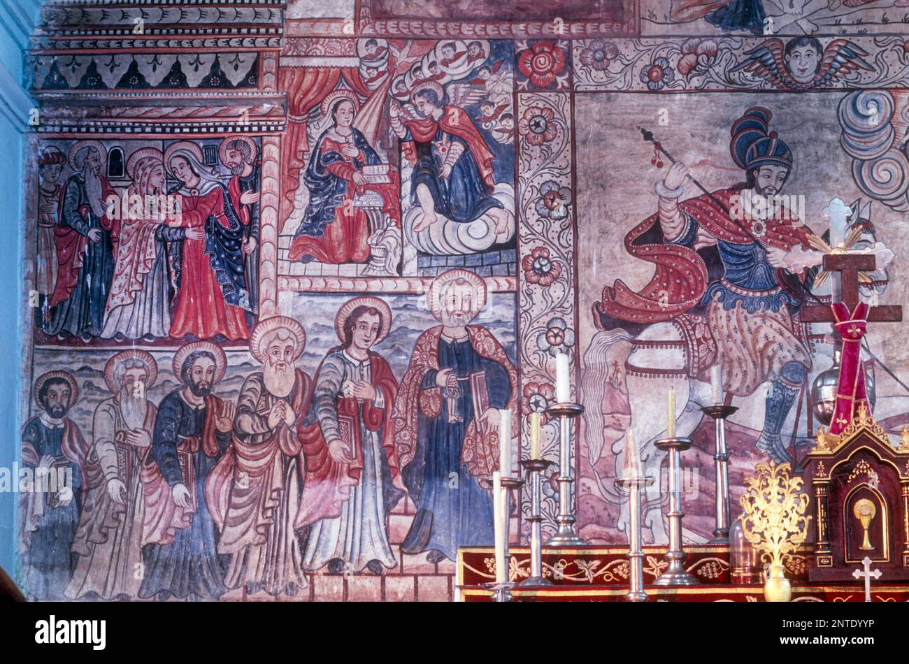 Murals paintings fresco in St. George Orthodox Church in Paliakara ...