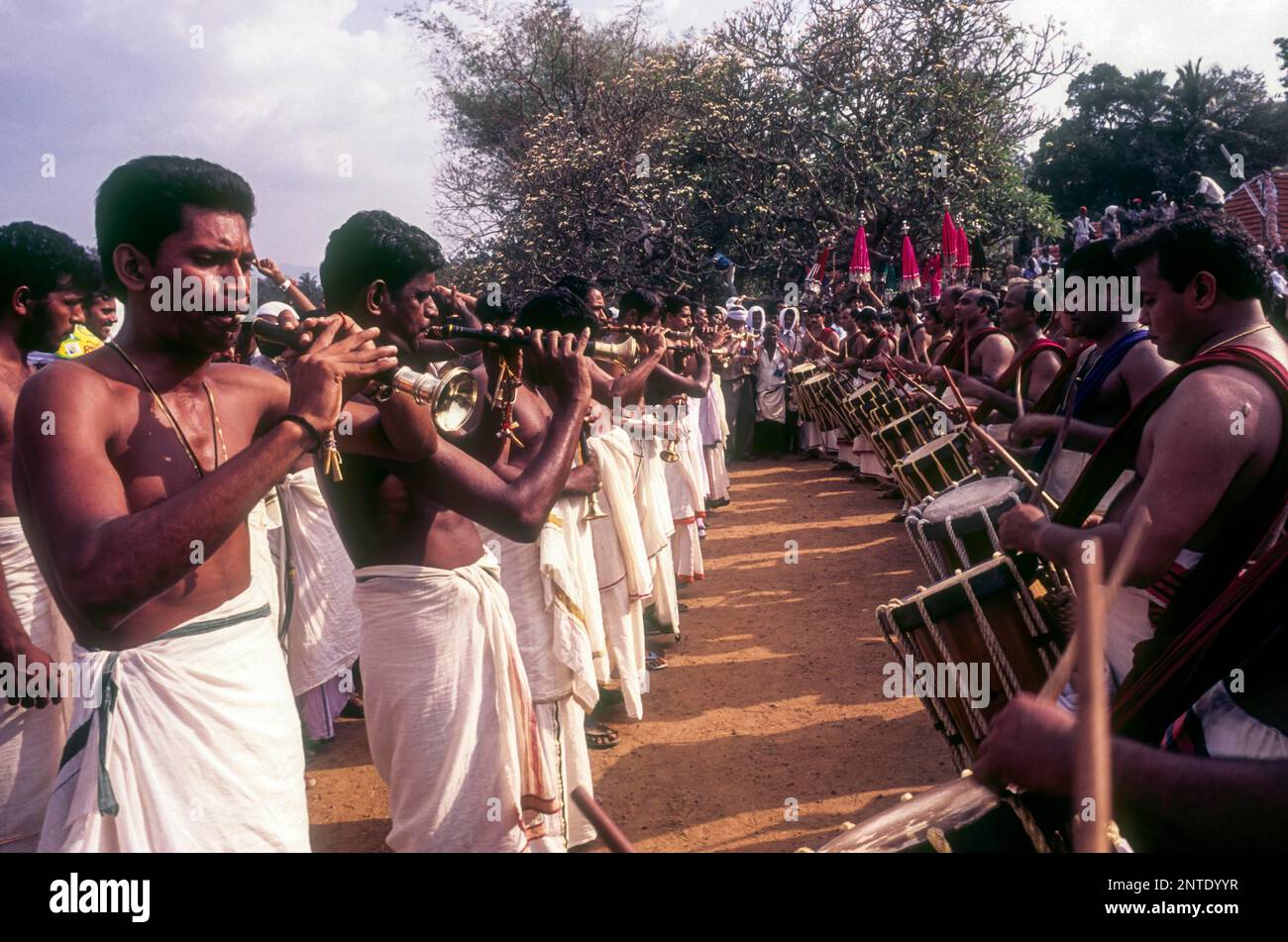 Musicians in Nenmara Vallangi Vela festival near Palakkad Palghat ...