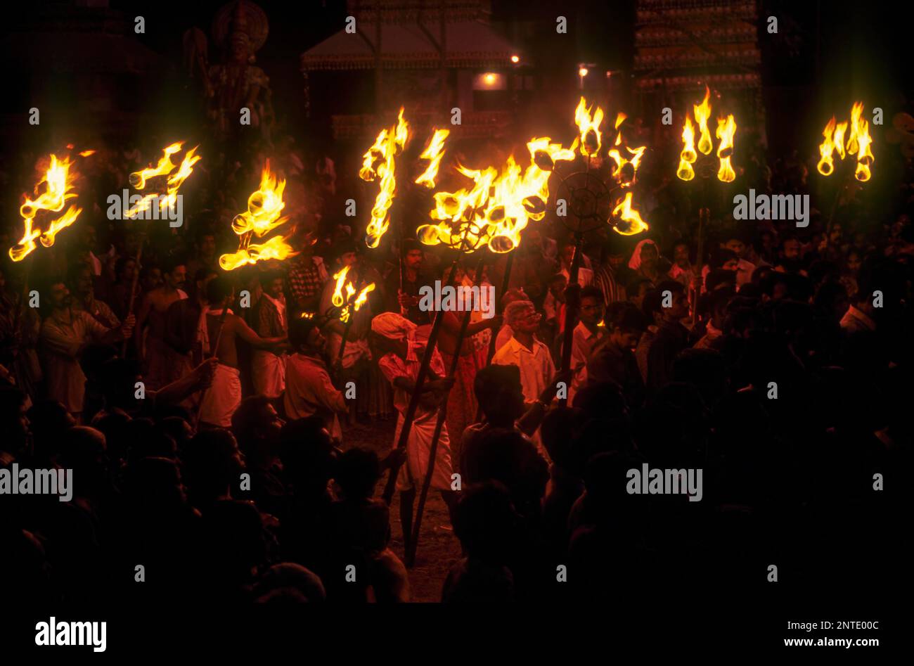 Fire torch bearers in Kumbha Bharani festival utsavam at ...