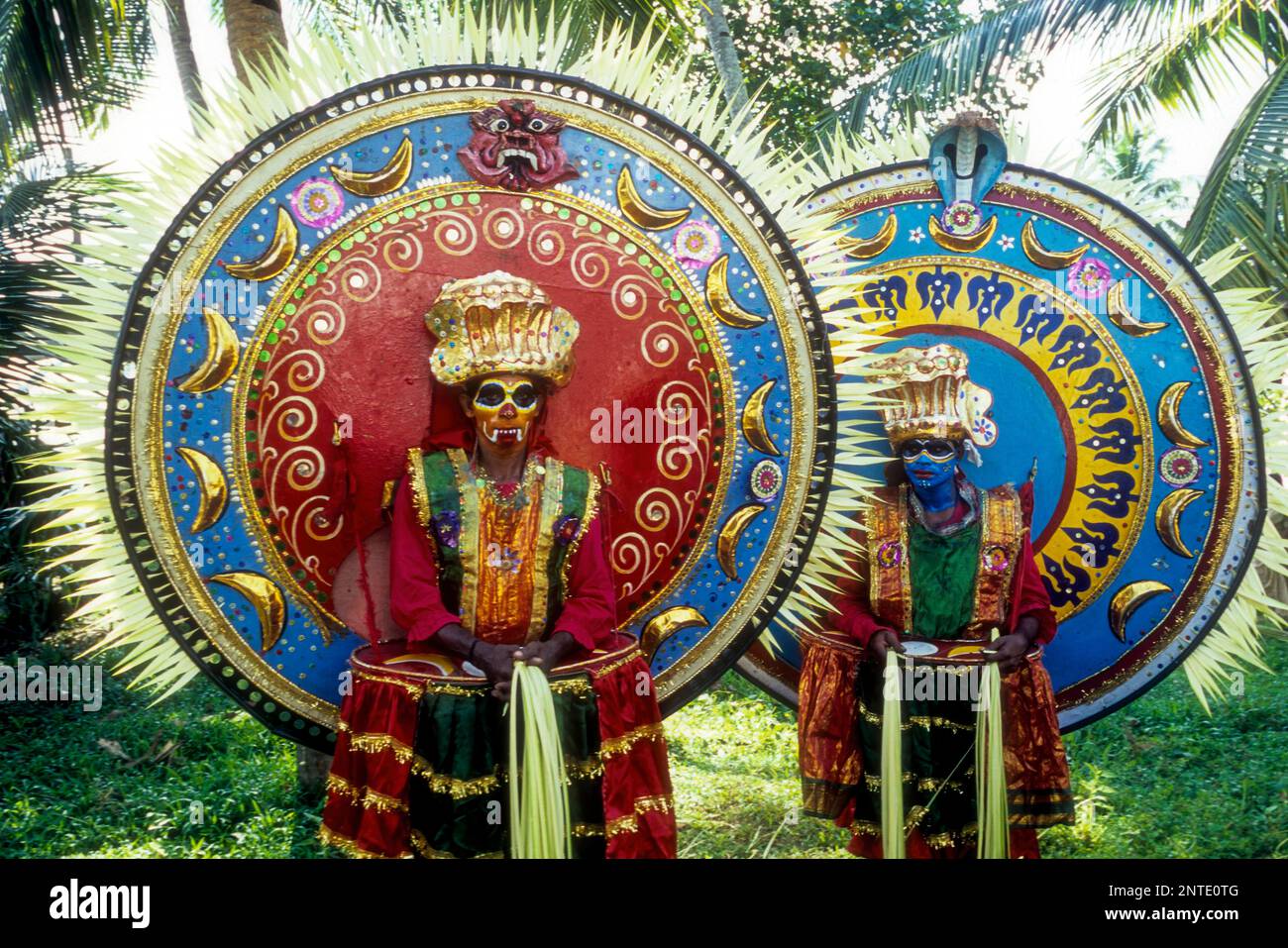 Theyyam dancers, temple ritual dance, Kerala, South India, India, Asia ...