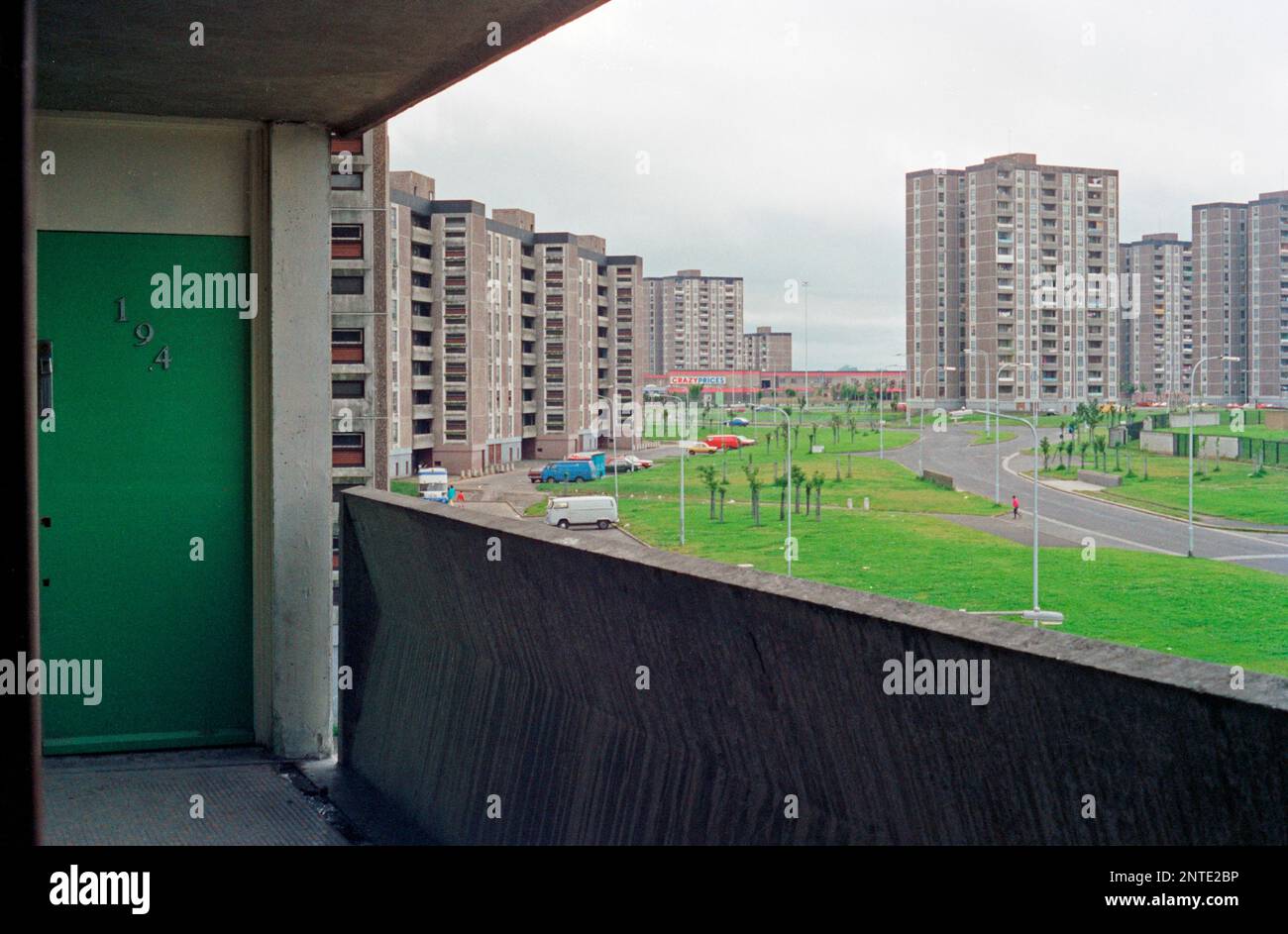 Shangan Road, tenements, tower blocks, cars, Ballymun, Dublin, Ireland ...