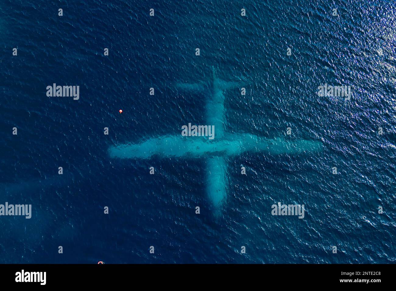 Drone photo after sinking plane, aerial photo, C130 Hercules, C-130 ...
