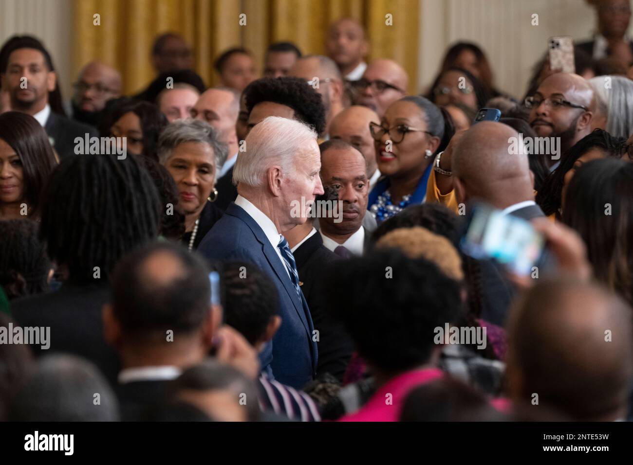 United States President Joe Biden departs from the dais after making ...