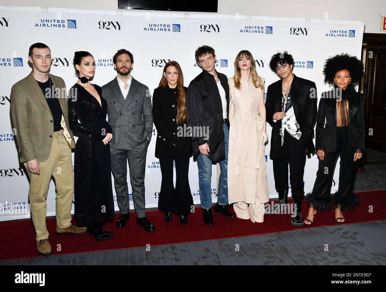 Will Harrison, left, Camila Morrone, Sam Claflin, Riley Keough, Josh ...