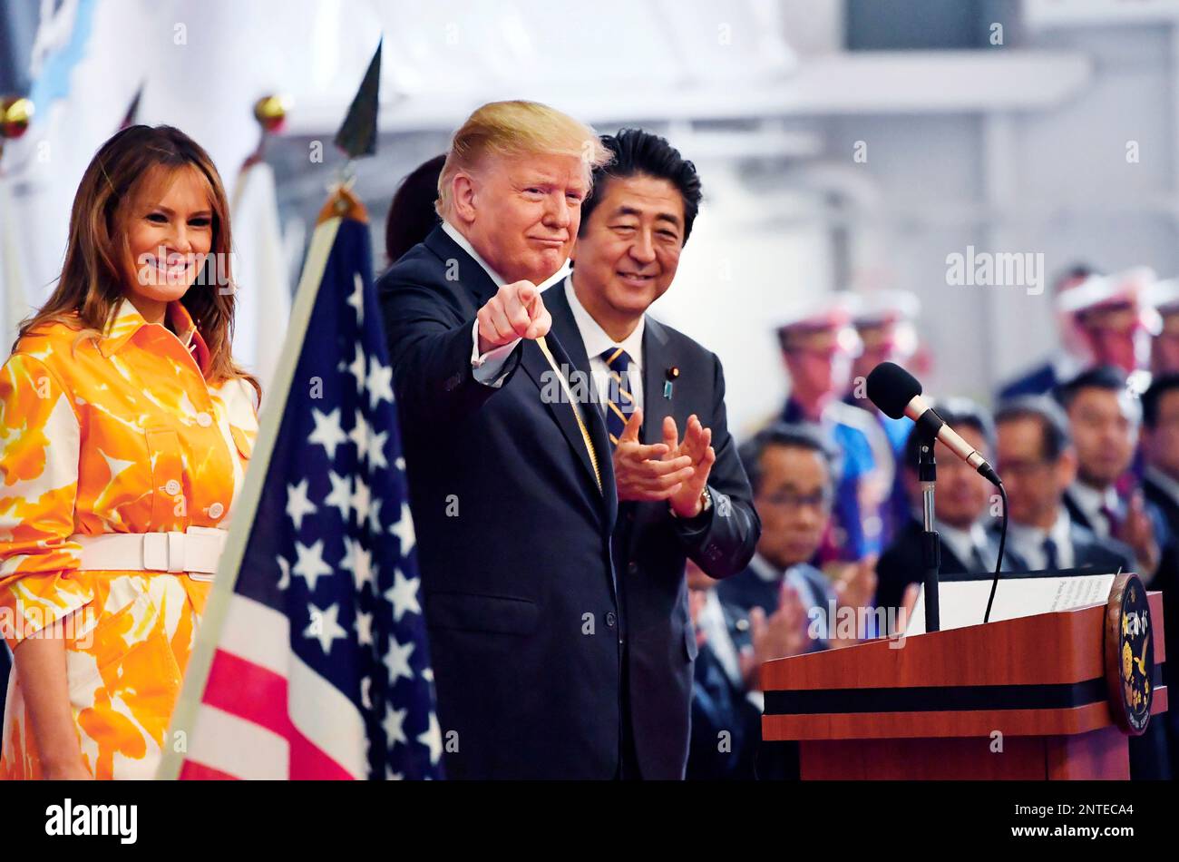U.S. President Donald Trump, his wife Melania, Japan's Prime Minister ...