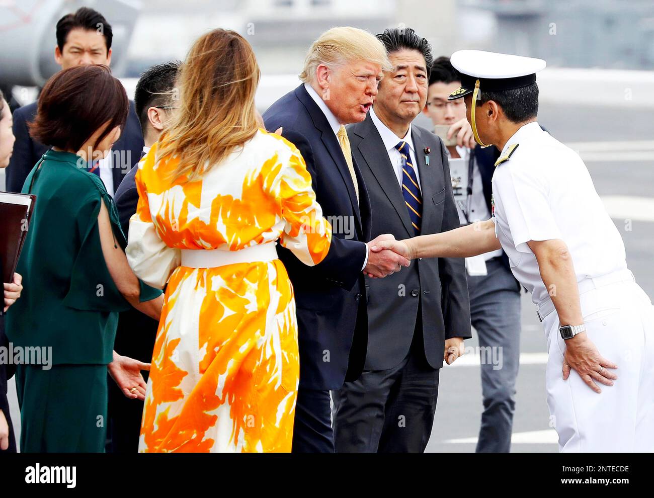 U.S. President Donald Trump, his wife Melania, Japan's Prime Minister ...