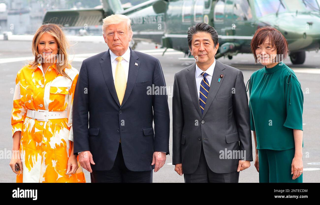 U.S. President Donald Trump, his wife Melania, Japan's Prime Minister ...