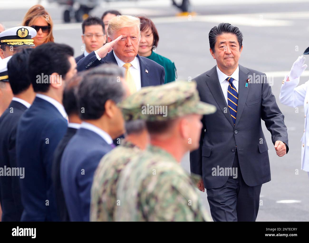 U.S. President Donald Trump, his wife Melania, Japan's Prime Minister ...