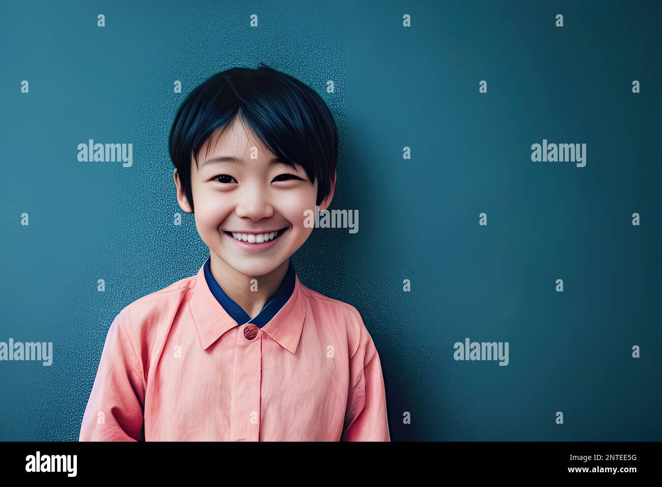 A smart kid on a colourful gradient background smiling with joy ...