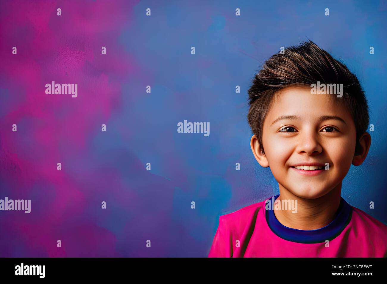 A smart kid on a colourful gradient background smiling with joy ...
