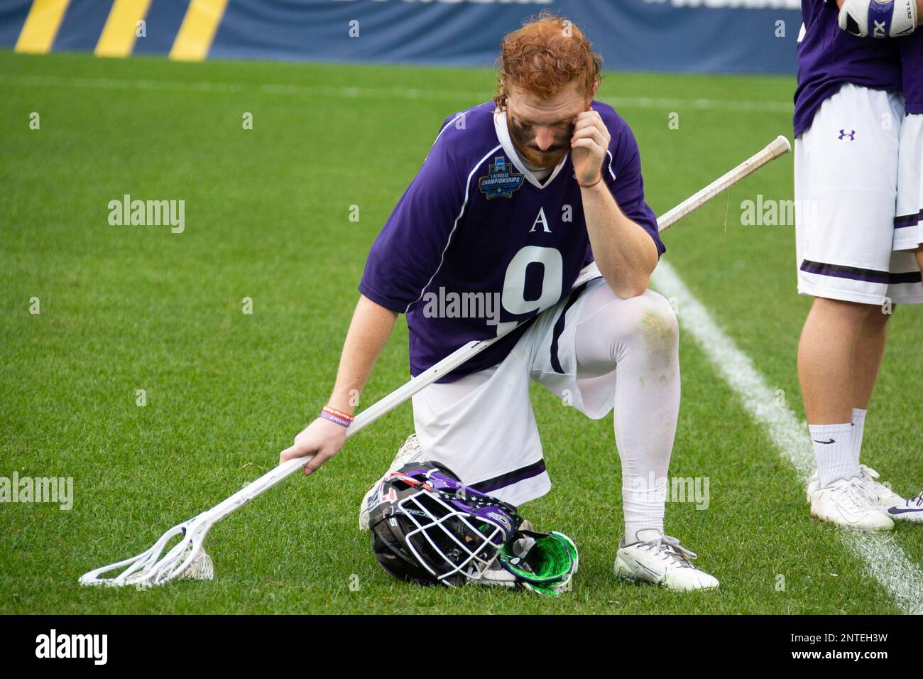 May 26, 2019: Amherst Mammoths defender Reid Shilling (9) looks down ...