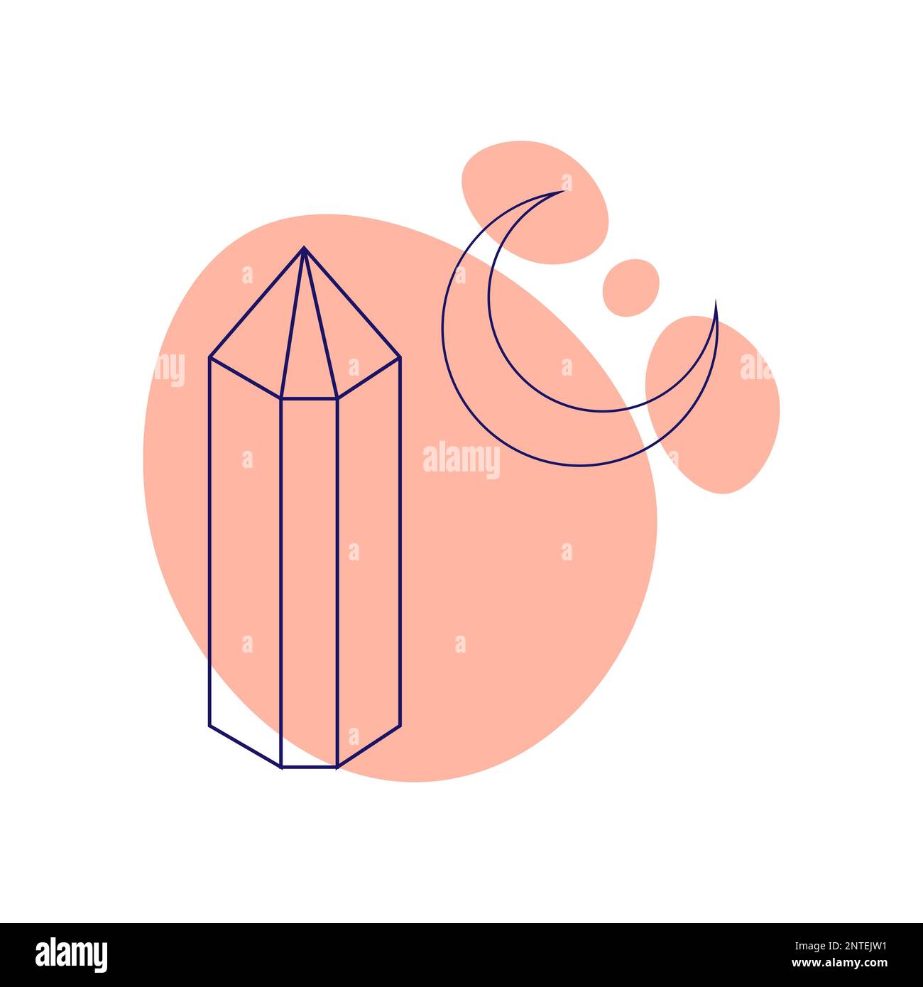 Crystal with the moon. Esoteric symbol. Hand drawn linear Stock Vector ...