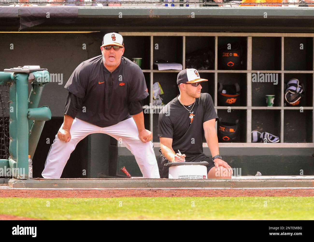 May 25, 2019: Oklahoma State University Head Coach Josh Holliday looks ...