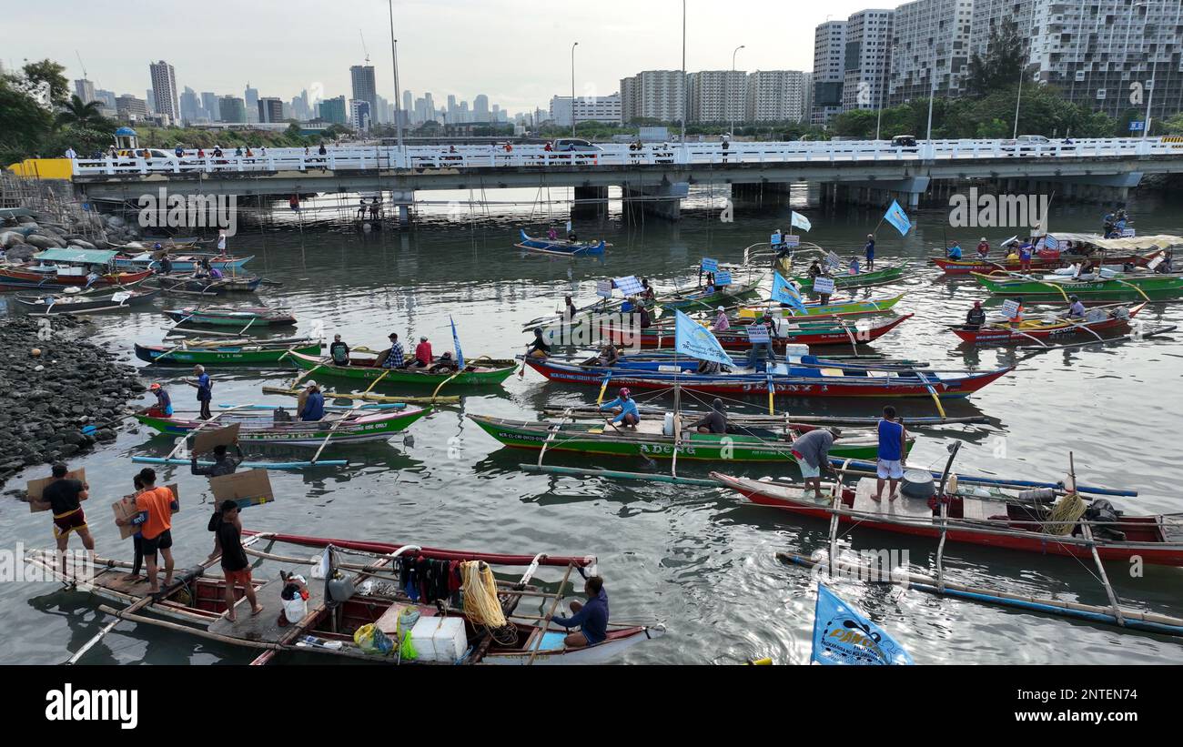 Pasay City, Philippines. 28th February, 2023. Groups of fisher folks ...