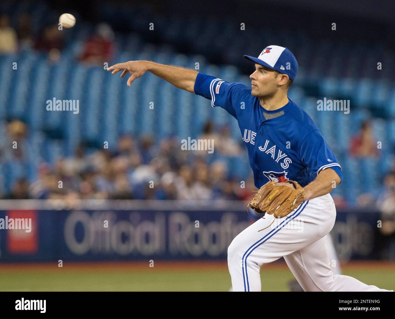 Toronto Blue Jays catcher Luke Maile pitches the ninth inning of a ...