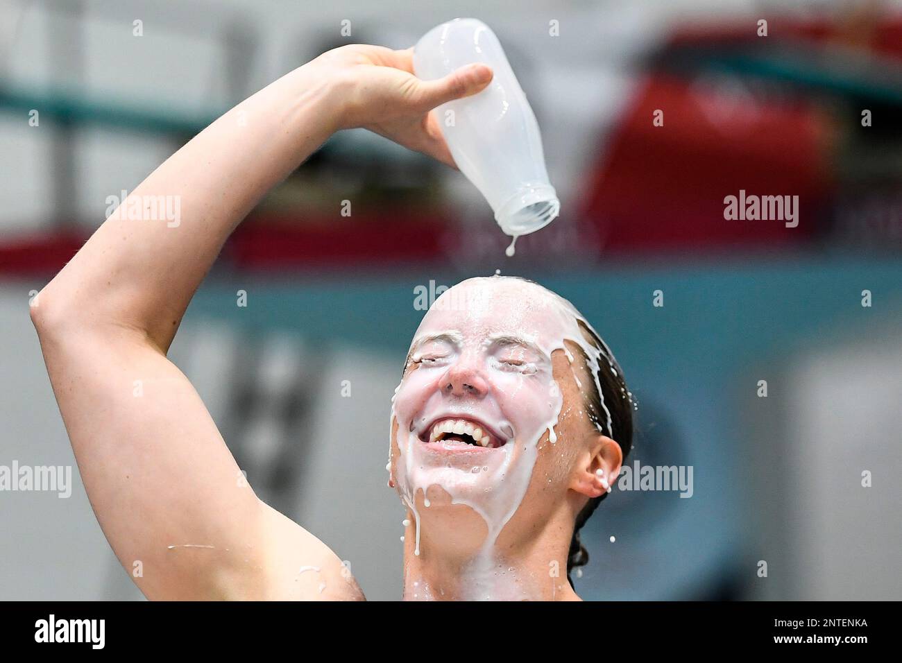 May 25, 2019 - Indianapolis, Indiana, US - AMY MAGANA pours milk over ...