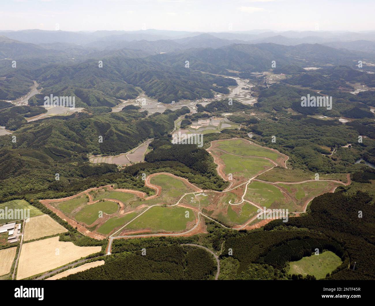 An aerial photo shows Japan Ground Self Defense Force's Mutsumi ...
