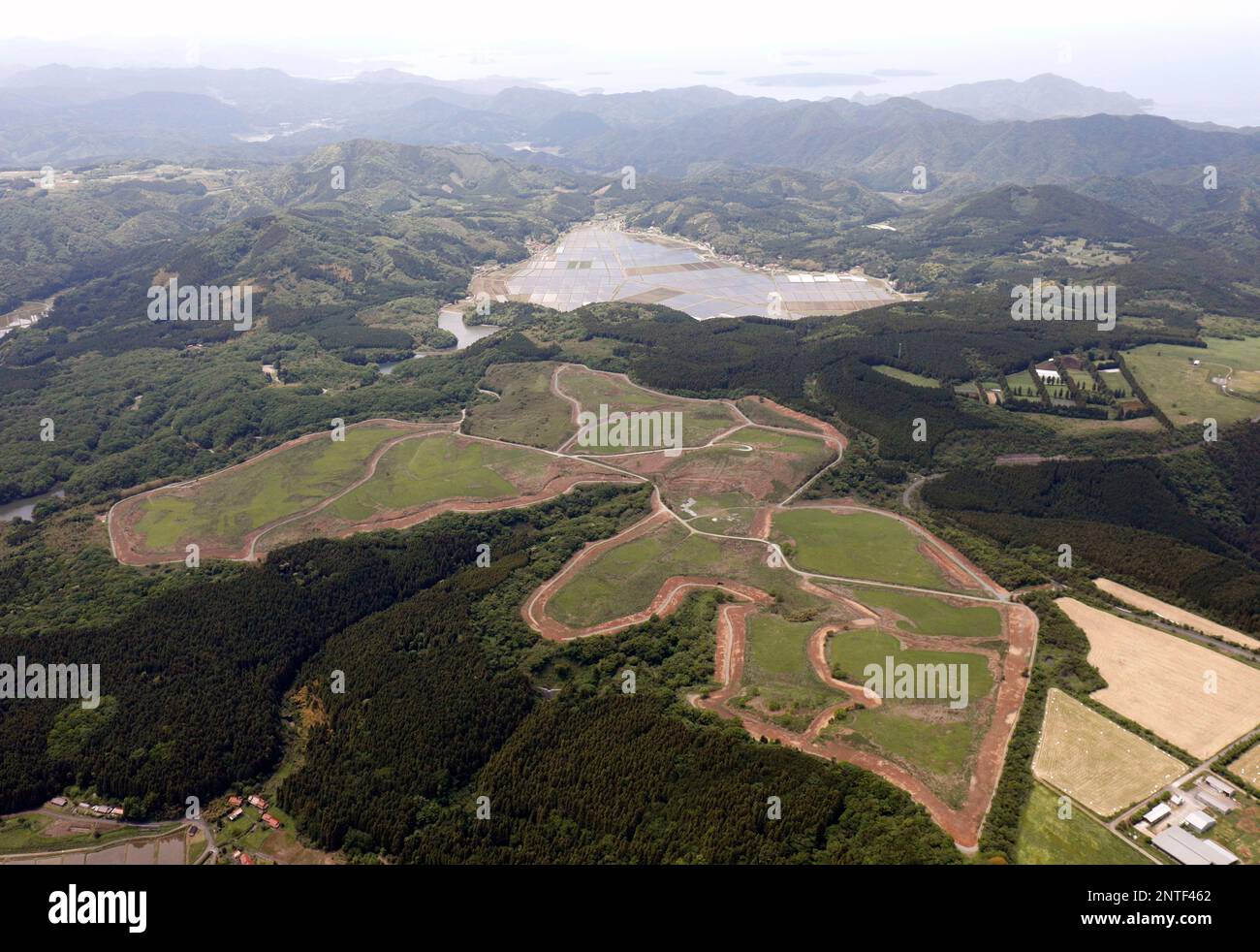 An aerial photo shows Japan Ground Self Defense Force's Mutsumi ...