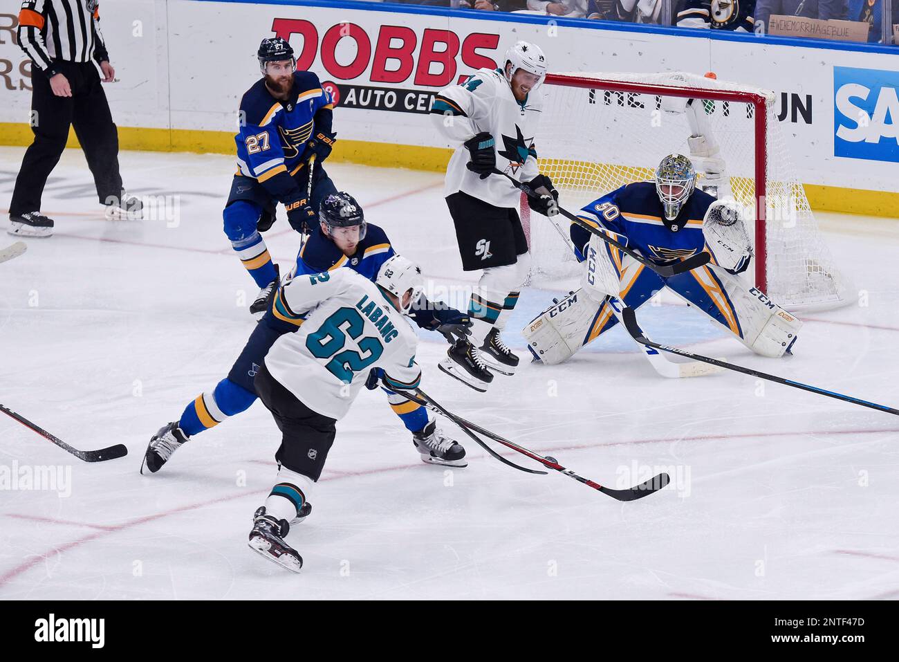 May 21, 2019: San Jose Sharks defenseman Kevin Labanc (62) fires a shot ...