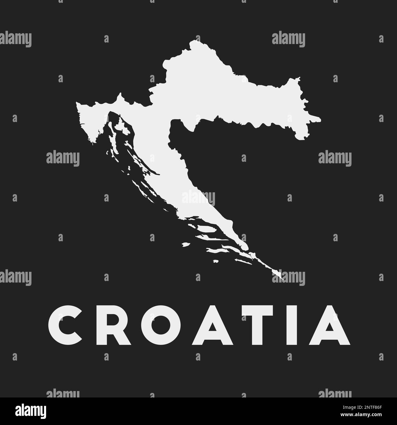 Croatia Icon Country Map On Dark Background Stylish Croatia Map With