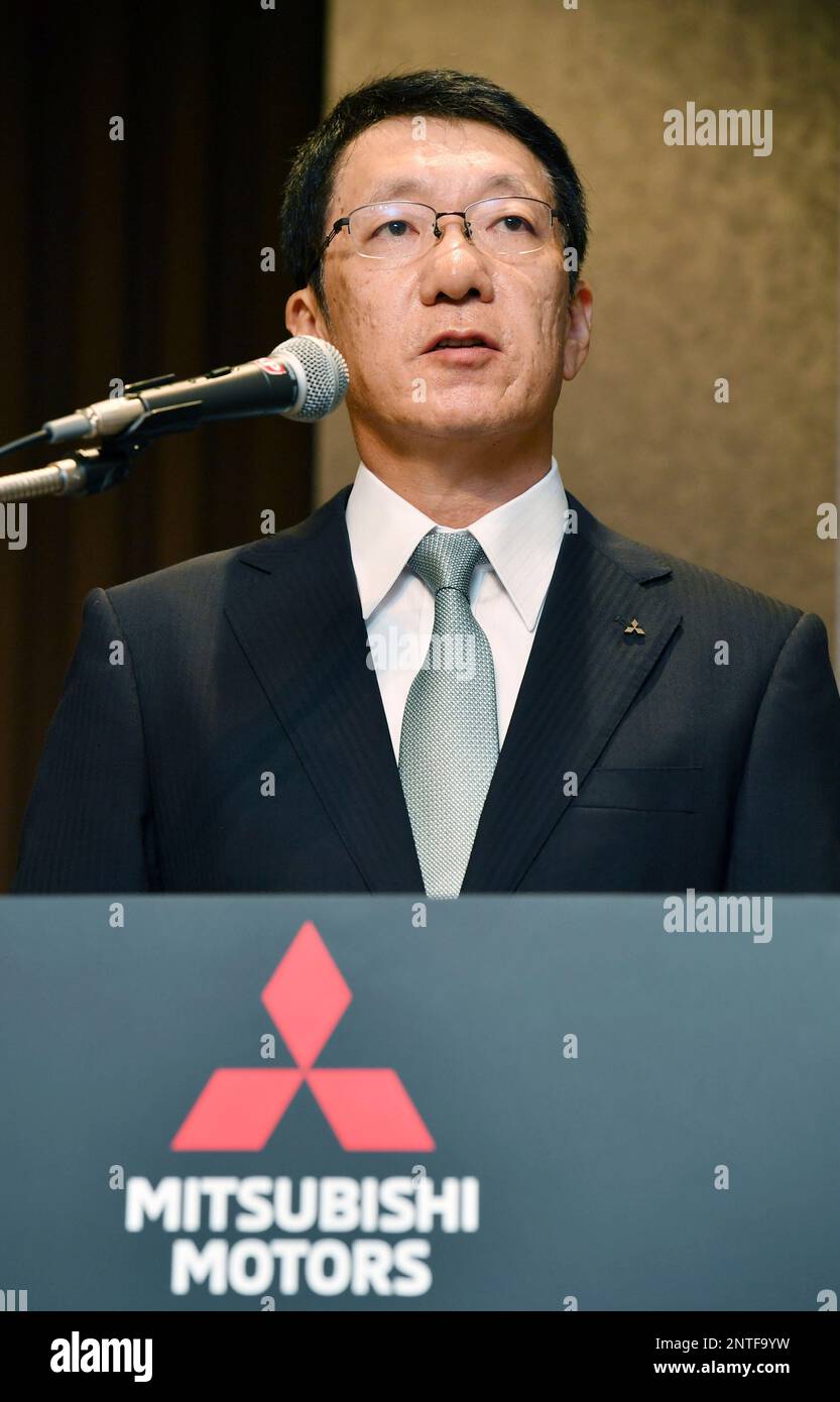 Mitsubishi Motors Corporation (MMC) CEO Osamu Masuko speaks during a ...