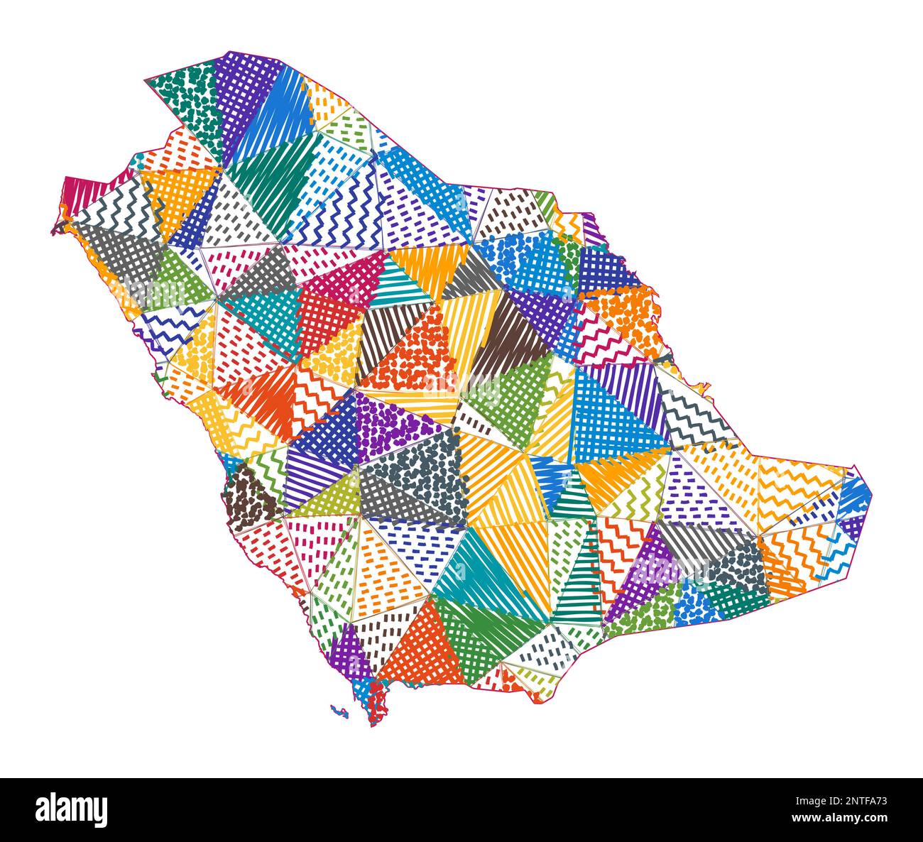 Kid style map of Saudi Arabia. Hand drawn polygons in the shape of ...