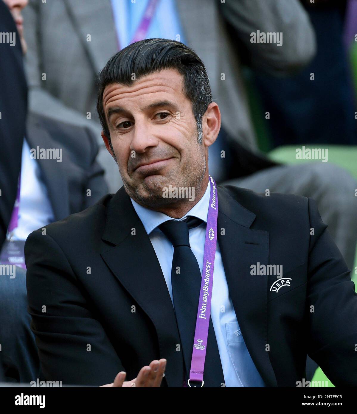 Former Portugese player of FC Barcelona, Luis Figo, attends the women's ...