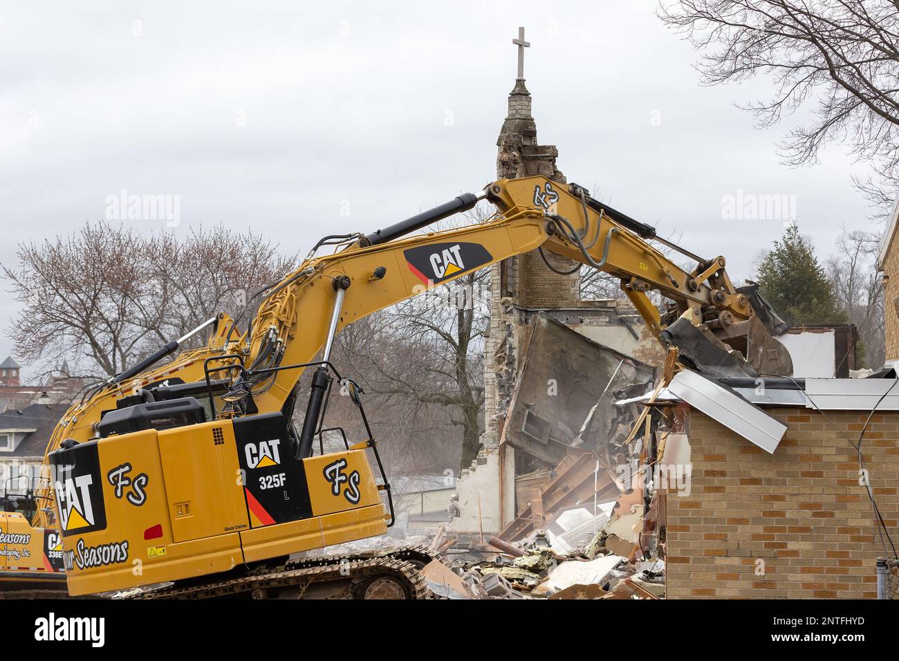 Demolition of the Trinity Evangelical Lutheran Church in Burlington ...