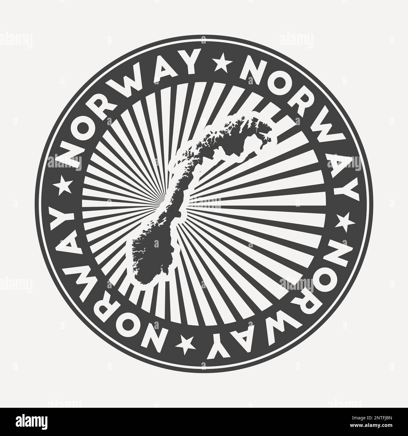 Norway round logo. Vintage travel badge with the circular name and map of the country, vector ...