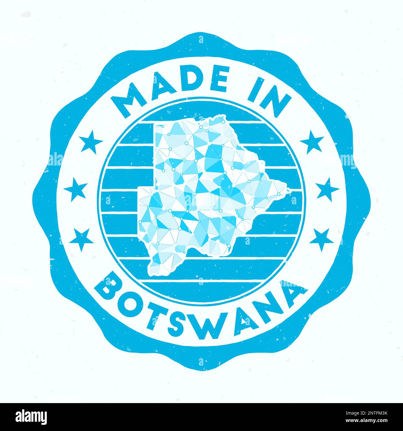 Made In Botswana. Country round stamp. Seal of Botswana with border ...