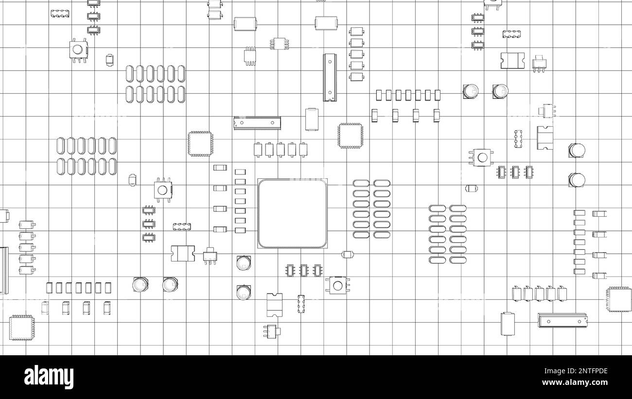 Electric circuit board, various chips Stock Photo - Alamy