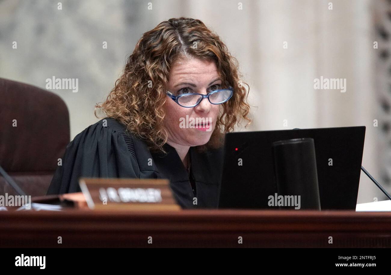 Wisconsin Supreme Court Justice Rebecca Dallet listens during oral ...